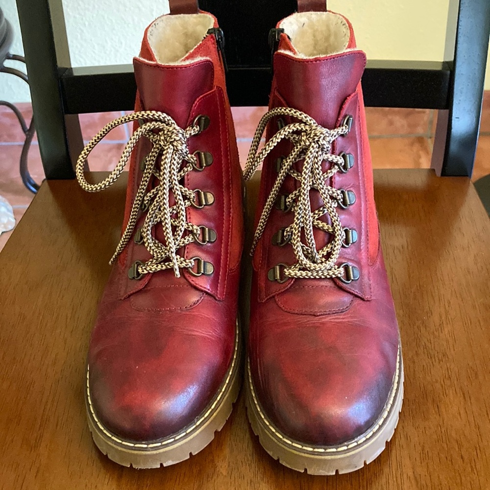 Remonte Tex Red Leather Boots With Fold Out Snow Clea… - Gem